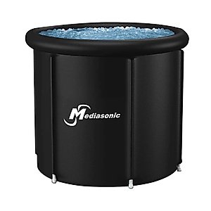 Ice Bath Tub for Athletes | Large Capacity 115 Gallons / 433 Liters | Portable Cold Ice Tub | Inflatable Ice Bath for Outdoor Cold Therapy Tub by Mediasonic (MS-100RP)