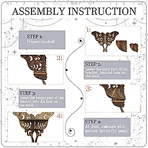 Corner Shelf Wall Mount - 2 Tier Large 17” Crystal Shelf Display - Moth Floating Shelves Wall Shelf - Boho Butterfly Moon & Star Design Spiritual Gift Zen Decor Yoga Corner Decor Home Bedroom Office