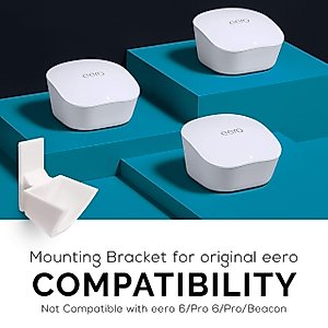 Screwless Wall Mount for Eero Mesh WiFi Holder, Tilted for Max Reception, Custom Design (NOT Compatible with Eero 6/Pro 6/Beacon), Strong VHB Adhesive, No Tools, No Mess, White by Brainwavz