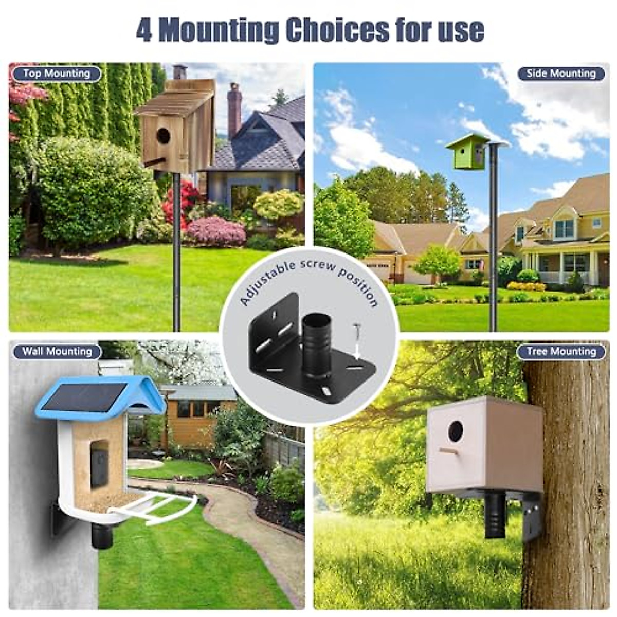 Gtongoko Smart Bird Feeder Pole, 79 Inch New Upgraded Hummingbird House Pole for Outdoor, Bird Buddy Pole, Bluebird House Pole Mount Kit, Adjustable Heavy Duty Bird Feeder Stand, Black