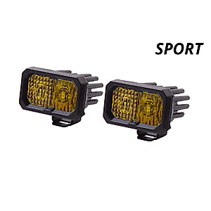 Diode Dynamics Stage Series 2in SAE Yellow Sport Standard LED Pod (pair), Spot w/Amber Backlight