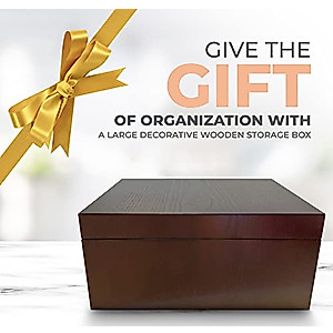 Large Oak Wooden Keepsake Box - Storage Box Lined with Buffalo Plaid - Wooden boxes with Hinged Lid - Decorative Box for Home Jewelry Baby (Hinge Box)