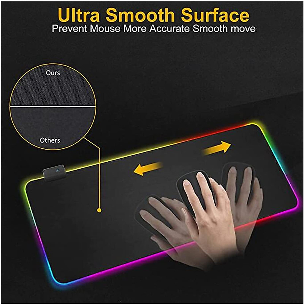 Gaming Mouse Pads Oversized Led Zero Two Mouse Pad Large RGB Mice Pad Computer Keyboard Pad Extended Desk Pad with Stitched Edge Frame 300X600Mm
