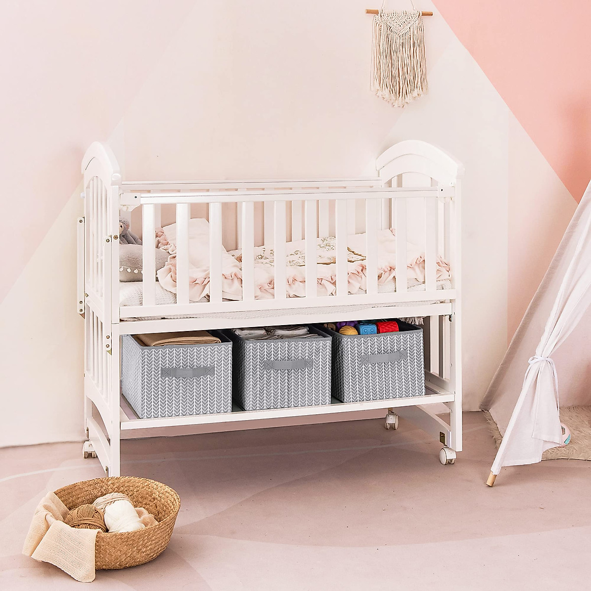 GRANNY SAYS Bundle of 3-Pack Cloth Storage Boxes & 2-Pack Wicker Shelf Baskets