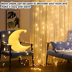 XiRiDa Moon Pillow Plush Stuffed Moon Shaped Toy Throw Cushion for Kids, 15.7"×7.8"