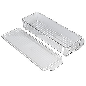 FTVOGUE Clear Plastic Organizing Bin Large Capacity Storage Organizer for Kitchen Fridge Pantry Organization(5.5cm Height), Storage Box Storage Box