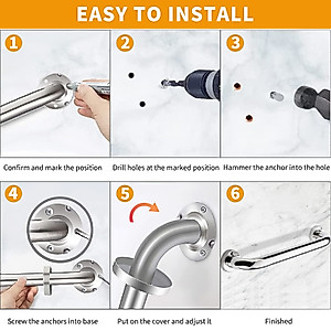 18 Inch Shower Grab Bar 2 Pack Brushed Nickel SUS304 Safety Bathroom Grab Bars with Concealed Screws, 500lbs Support Assist Bath Handle Balance Bar for Handicap Elderly Pregnant