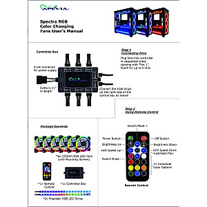 Apevia ST6P2-RGB Spectra 120mm Silent Dual Ring RGB Color Changing LED Fan with Remote Control, 16x LEDs & 8X Anti-Vibration Rubber Pads w/ 2 Magnetic LED Strips (6+2-pk)