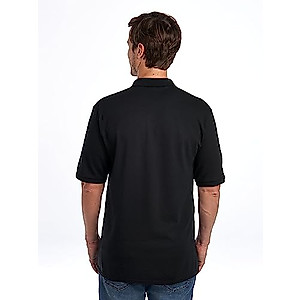 Jerzees Men's SpotShield Stain Resistant Polo Shirts (Short & Long, Short Sleeve-Black, Medium