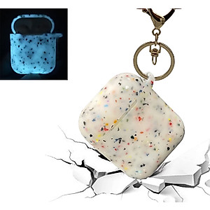 Luxury AirPod 2nd 1st Case Noctilucent Flowers Design Silicone Soft Protective Cover with Keychain Compatible with AirPods 2 & 1 Case for Women and Girls - Front LED Visible