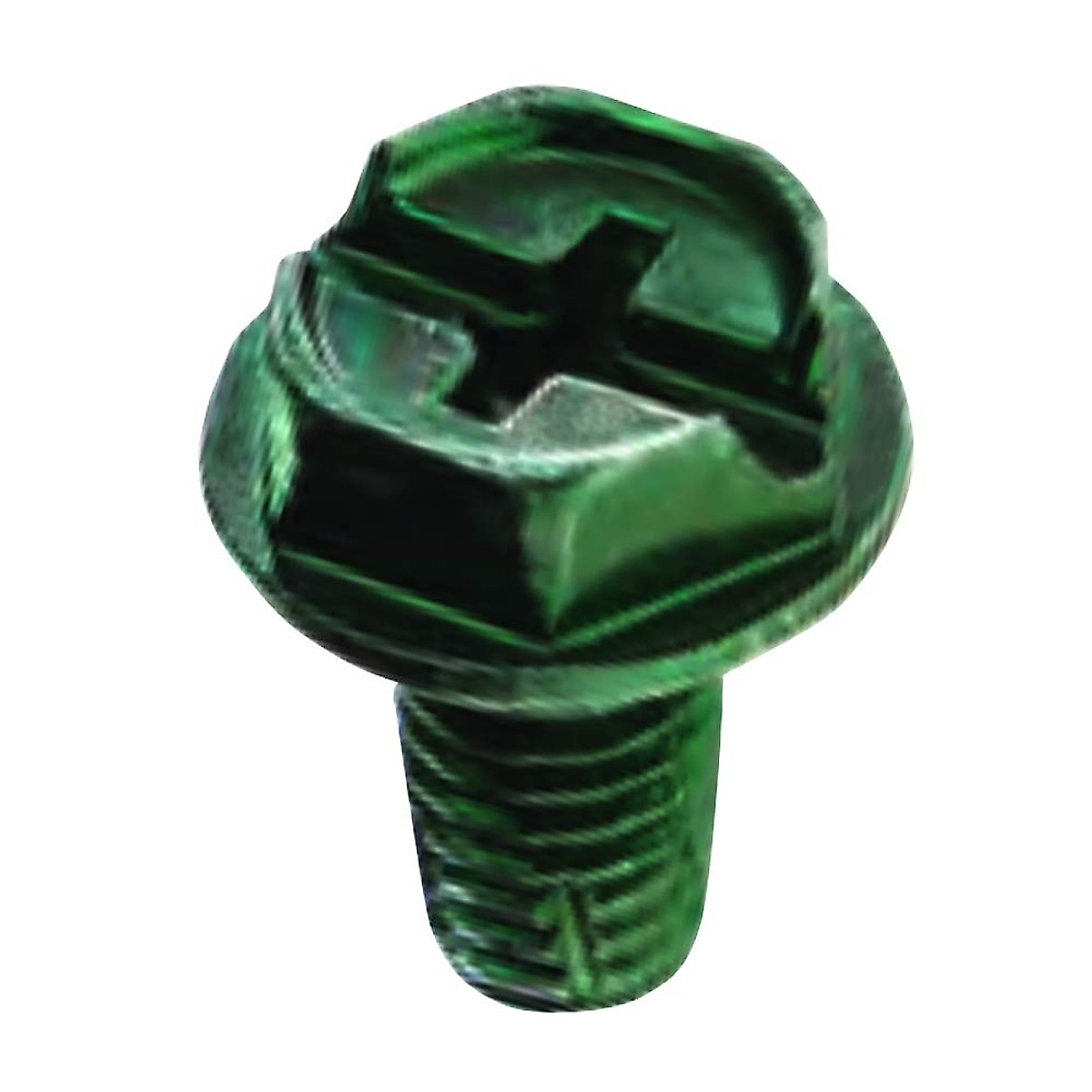 Selecta GS1038J 10-32 x 3/8” Hex Washer Combo Ground Screws, Jar of 100, Green