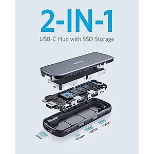 Anker PowerExpand 4-in-1 SSD USB C Hub, with 256G SSD Storage, 4K HDMI, 100W Power Delivery and 2 USB 3.0 Data Ports, for MacBook Pro, MacBook Air, iPad Pro, XPS, and More