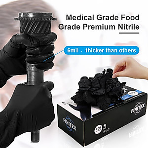 FINITEX Black Nitrile Disposable Medical Exam Gloves - Case of 1000 PCS 6mil Glove Powder-Free Latex-Free Gloves (Small)