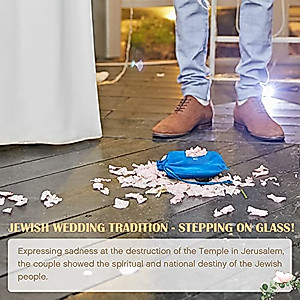 Suclain Jewish Style Wedding Chuppah Breaking Glass Blue Color Glass Vessel Wedding Engagement Gift with Drawstring Bag for Jewish Style Wedding (1 Pcs)