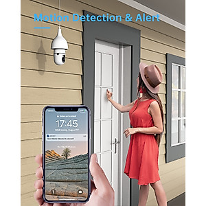 SAFEVANT Bulb Camera Light Bulb Security Camera WiFi Outdoor,1080P Smart 360 Degree Screw in Light Socket Camera with Two Way Audio Color Night Vision Motion Detection Alarm