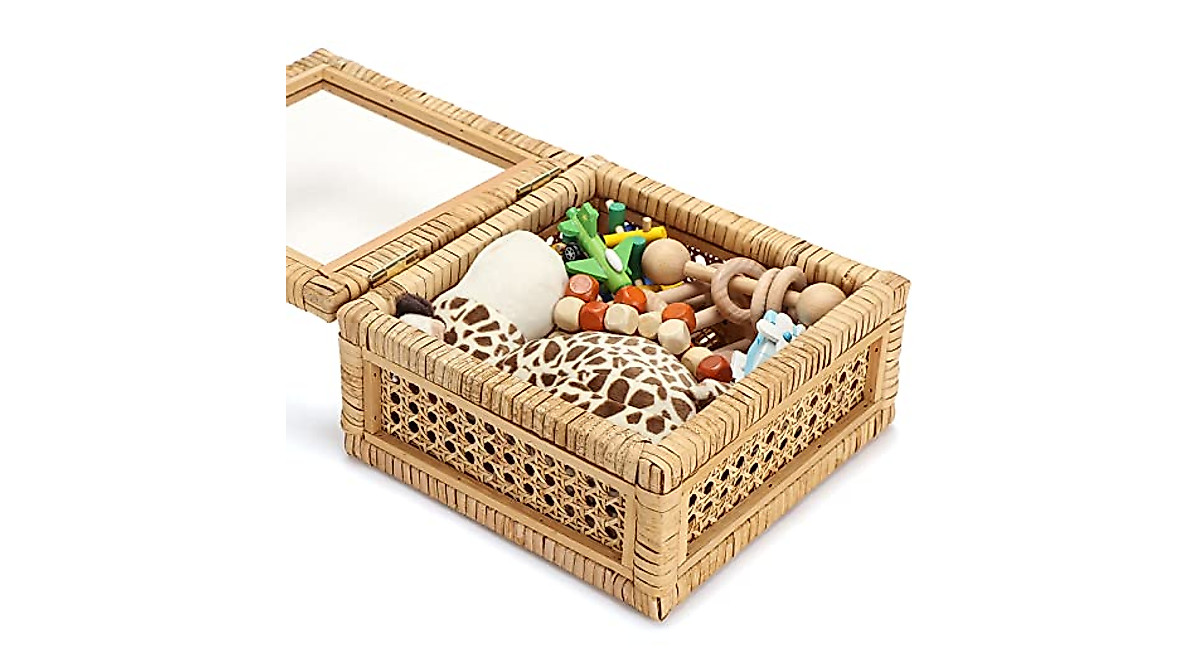 Amyhill Boho Rattan Decorative Storage Boxes Set of 2