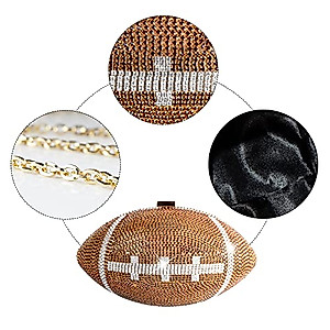 GripIt Bling Rhinestone Football Shaped Rugby Quirky Bag Purse Novlety Chain Purse Shoulder Handbag with Crystal for Women Girls
