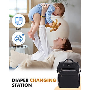 Xinsilu Diaper Bag Backpack Large Baby Diaper Bags for Boys & Girls with Changing Station, Changing Bags Baby Registry Search Waterproof Stylish Newborn Baby Essential Gifts Black…