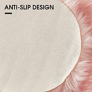 CosyCo Faux Fur Sheepskin Rug, Soft Plush Fluffy Fuzzy Area Beside Throw Rug, Decorative Luxury Chair Seat Cover for Bedroom, Living Room, Office, Couch, Floor, Home Decor, 1.8x2.5ft, Pink