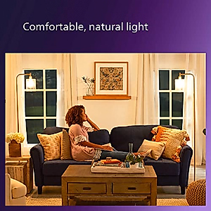 PHILIPS LED Frosted Dimmable Warm Glow Effect A19, Ultra Definition, Flicker-Free, EyeComort Technology, 800 Lumen, 2200K-2700K, 8W=60W, E26 Base, Title 20 Certified, (576116) 4-Pack