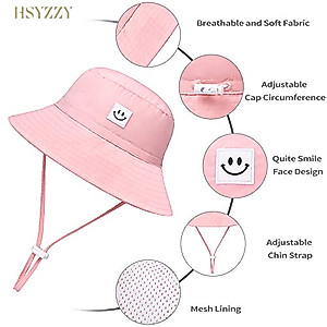 Baby Sun Hat Smile Face Toddler UPF 50+ Sun Protective Bucket hat Nice Beach hat for Baby Girl boy Adjustable Cap Pink