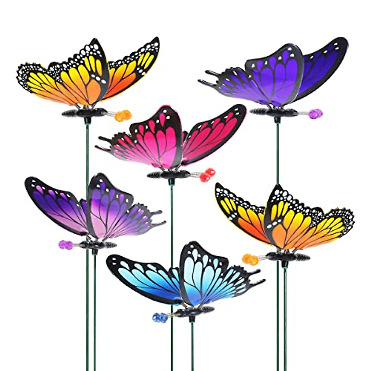 Exhart Garden Stake, Set of 6 Butterfly Garden Stakes, WindyWing Outdoor Garden Decor and Yard Art, 6 x 4.5 x 16 Inch