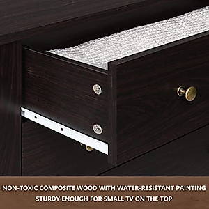 VEIKOU 5 Drawer Dresser for Kids Bedroom, Chest of Drawers, Clothes Storage Cabinet with Anti-tip System for Living Room, Hallway, Nursery, Deep Espresso