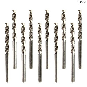 Auniwaig 10pcs Twist Drill Bit, 2.5mm HSS-6542 Straight Shank Drill Bit- 135° Tip, for Metal, Steel, Wood, Plastic, Copper, Aluminum Alloy, Stainless Steel Silver