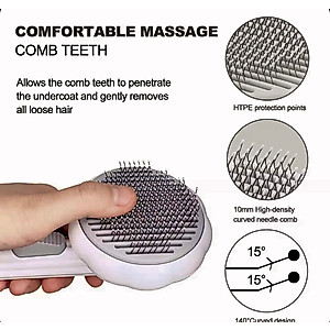 Miss pary Cat Brush Dog Brush, Designed To Remove Loose Fur, Tangles, Mats With Convenient Release Button Feature, Easly Removal Of Trapped Hair From Brush, Indoor Cats Dog Hair Grooming Tool, White