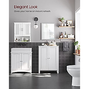 VASAGLE Bathroom Floor Storage Cabinet, Bathroom Storage Unit with 2 Adjustable Shelves, Bathroom Cabinet Freestanding, 11.8 x 23.6 x 31.5 Inches, White UBCB60W