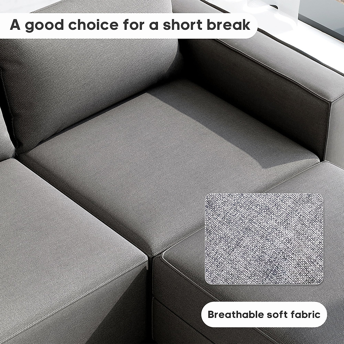 LLappuil Modular Sectional Storage Couch Ottoman Seats，Storage Ottoman Footrest Modules for Customizable Sectional Sofa, Breathable Solft Fabric, Washable, Removable, Dark Grey