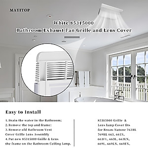 85315000 Vent Fan Cover Grille And Lens Replacement for Broan Nutone Bathroom Ventilation Plastic Cover，Bathroom Fan Exhaust Fits Broan Nutone 663，663N，663FL，663LN，669L，669LN，669FN，770F，763RLN，769RLN