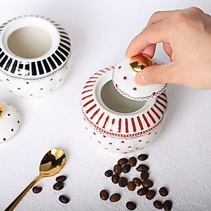 RockTrend Stripe Polka Dot Ceramic Coffee Serving Set Creamer and Sugar Bowl Set