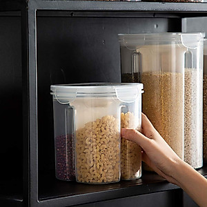 AIKENR Airtight Food Storage Containers with Lids, Cereal Dry Food Storage Container for Keeping Food Dry & Fresh, Clear Plastic Cereal Storage Box Ideal for Candy Snacks 1.9L