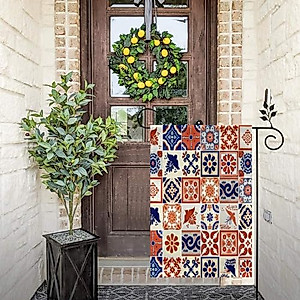 Double-sided garden flag Mexican Talavera Ceramic Tile Pattern Ethnic Folk Outdoor Flag Garden Flag Yard Outdoor Decoration （12×18in）.