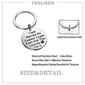 FEELMEM Wedding Planner Gift Wedding Officiant Gift I Just Married the Coolest Couple Ever Keychain Wedding Thank Your Gift for Reverend Preacher Wedding Coordinator (silver)