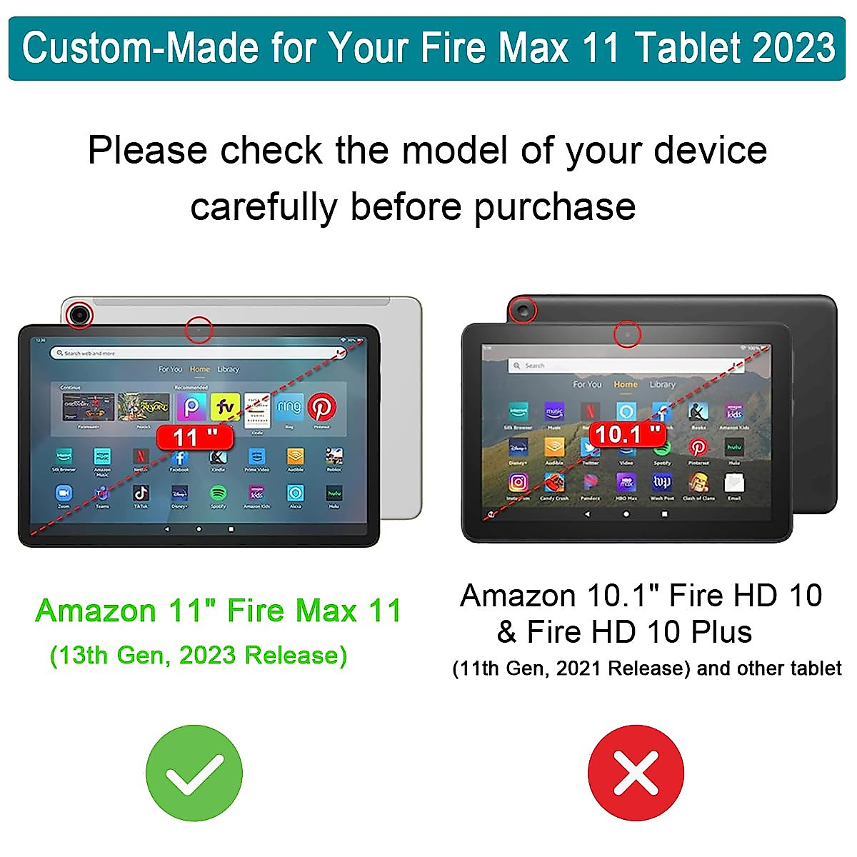 All-New Amazon Fire Max 11 Tablet case (13th Generation, 2023 Release), DJ&RPPQ Full Body Rugged Hands-Free Viewing Stand Back Cover with Screen Protector, Incompatible with iPad Samsung - Black