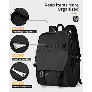 Black Laptop Backpack For Women Men 15.6 Inch Waterproof College Backpack With Laptop Compartment Aesthetic Backpack Purse For Women Anti Theft Work Backpack Rucksack Lightweight Computer Backpack