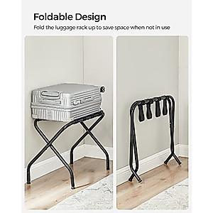 SONGMICS Luggage Rack for Guest Room, Suitcase Stand, Foldable Steel Frame, for Hotel, Bedroom, Holds up to 110 lb, 27.2 x 15 x 20.5 Inches, Black URLR001B01V1