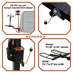 HYPERAX Volt RV -Approved Hitch Mounted 2 E Bike Rack Carrier for RV,Camper,Motorhome,Trailer,Toad with 2" Class 3 or Higher Hitch Receivers -Fits Up to 2X 70lbs E Bikes with Up to 5" Fat Tires