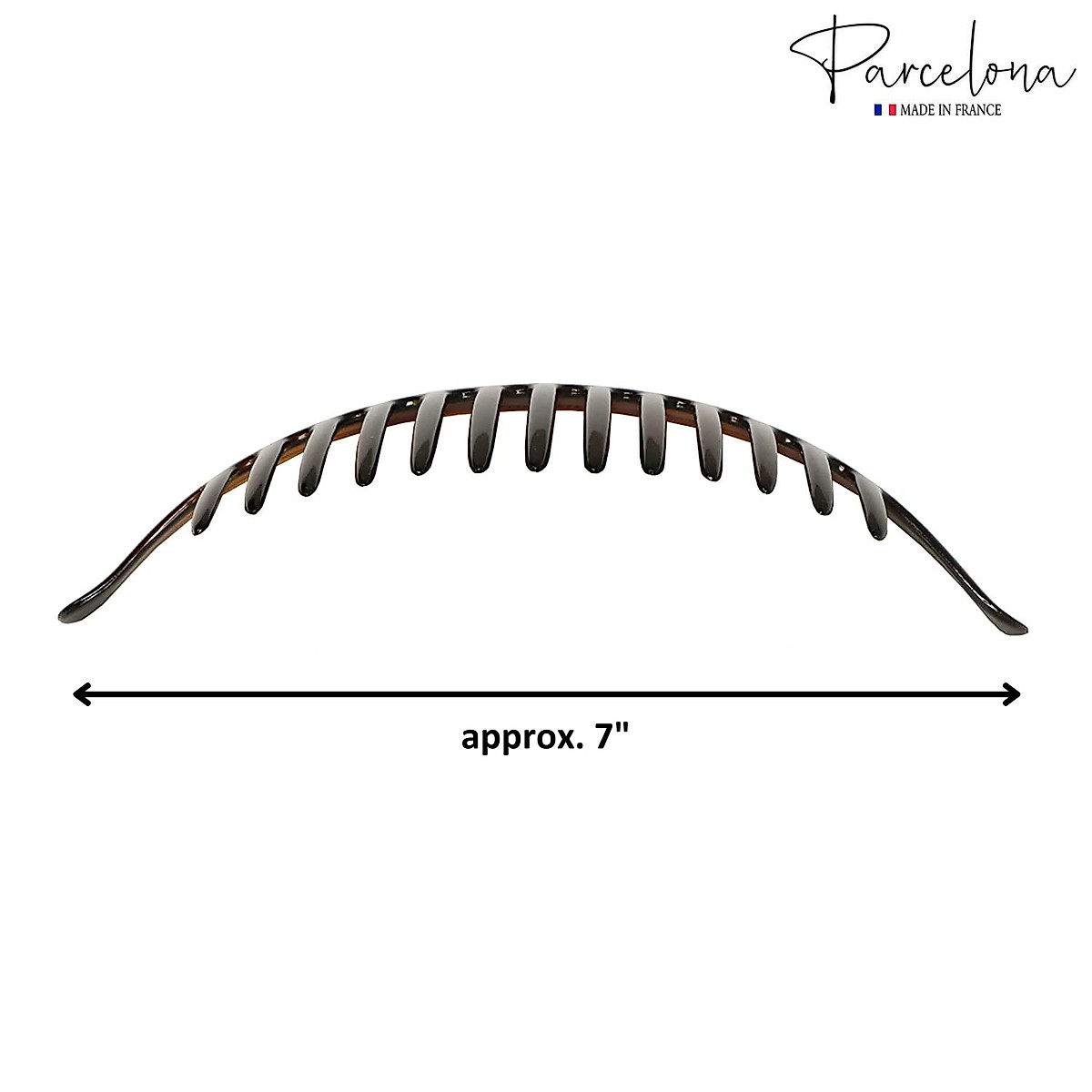 Parcelona French Banana Wide Edge Tortoise Shell Brown Extra Large 7” Celluloid 13 Teeth Set of 2 Side Hair Combs for Women and Girls