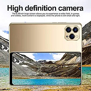 Yunseity IP12 PRO Unlocked Android Smartphone,6.26in Full Screen Dual SIM Cell Phone,Face Recognition Unlocked Android Smartphone(Gold)