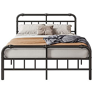 FSCHOS Queen-Bed-Frame-with-Headboard & Footboard, 14 Inch High, Metal Platform Bed-Frame-Queen-Size, Premium Steel Heavy Duty Bed Frame No Box Spring Needed, Easy Assembly, Black