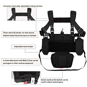 BOMTURN Chest Rig Tactical Airsoft Chest Rig 1000D Molle Micro Chest Rigs Adjustable Detachable Modular Vest with Mag Pouch