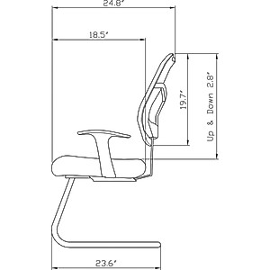 Lorell ErgoMesh Series Mesh Side Arm Guest Chair, Black