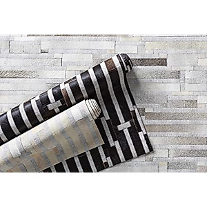 Hauteloom Ellington Living Room, Bedroom Area Rug - Hide, Leather & Fur - Brown, Ivory - 2' x 3'