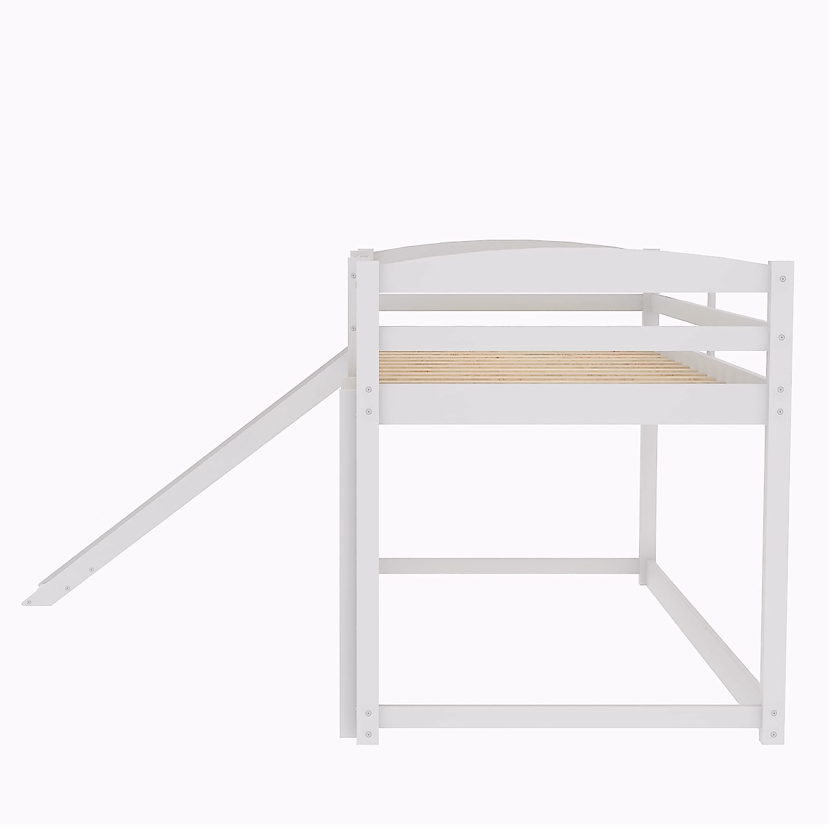Harper & Bright Designs Bunk Beds Twin Over Twin,Wooden Bunk Bed with Slide, Low Bunk Bed for Kids with Ladder, Floor Bunk Bed Toddler,No Box Spring Needed,White
