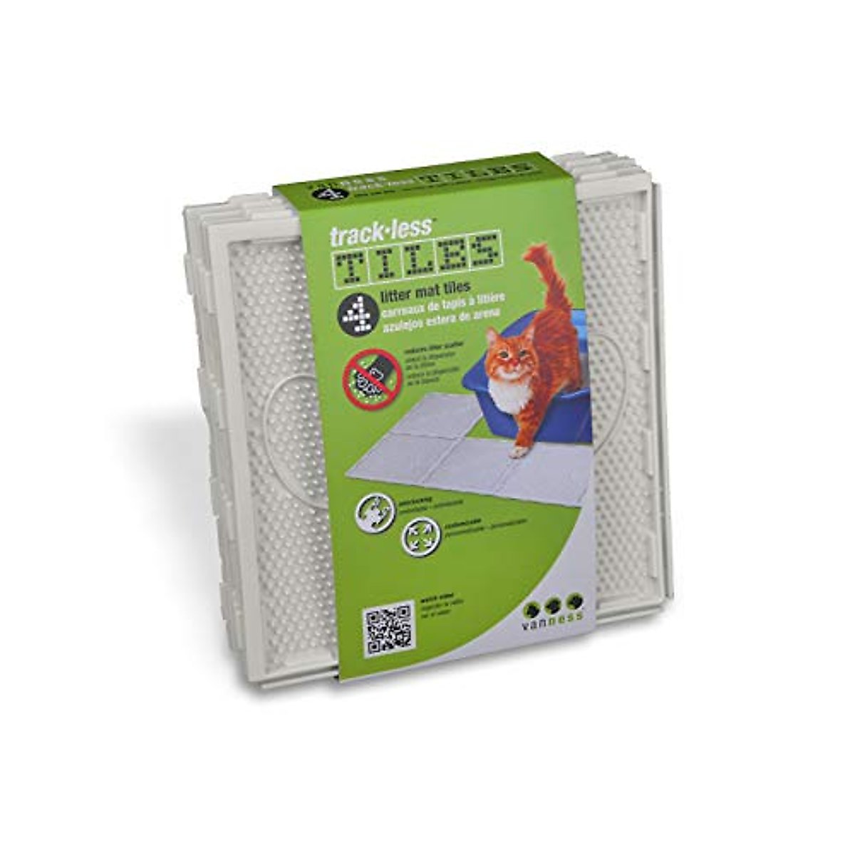 Van Ness Pets Trackless Cat Litter Mat Tiles, Customizable And ExpAndable, Set of 4 Tiles
