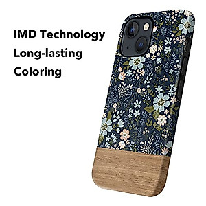 hepix Compatible with iPhone 13 Mini Case Flower Floral Wood Grain iPhone 13 Mini Case 2021 Floral Wildflower iPhone 13 Mini Case Dried Blue Flower for Women IMD Cover for iPhone 13 Mini 5.4 2021 5G