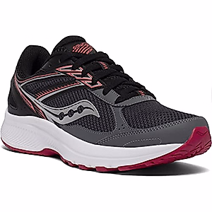Saucony Women's Cohesion 14 Road Running Shoe, Charcoal/Coral, 8
